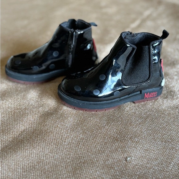 Disney | Shoes | Zara Disney Black And Red Patent Leather Boots Mini ...